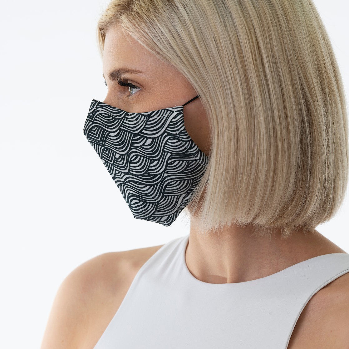 Monotone Waves - Adults - Reusable Barrier Mask – JESSICA GRAAF